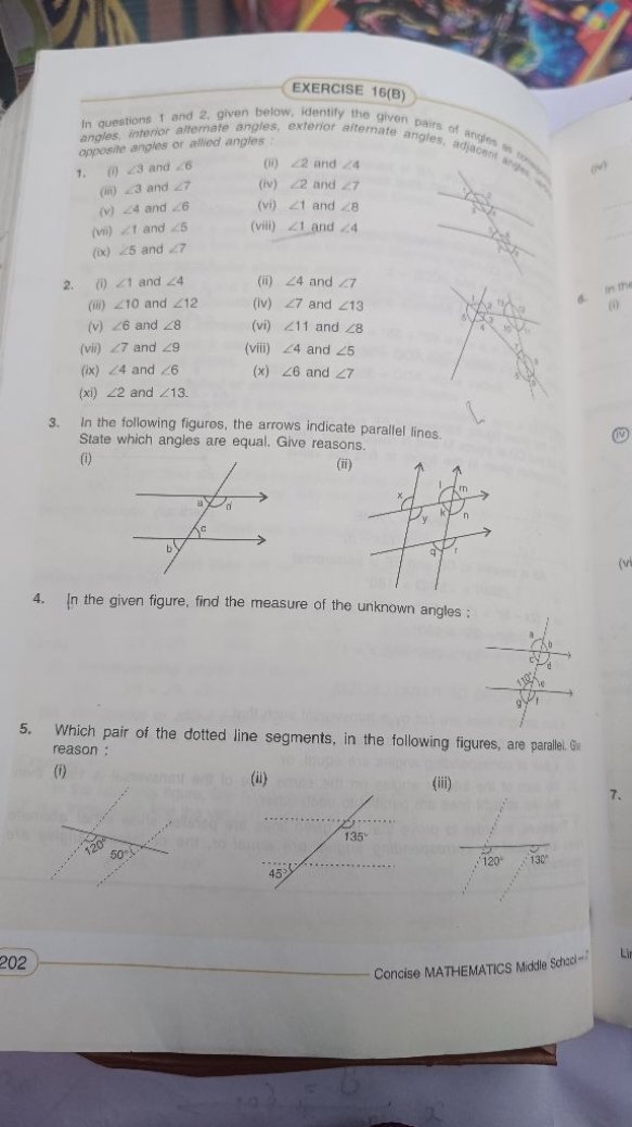 Here are the questions from EXERCISE 16(B): In questions 1 and 2, given