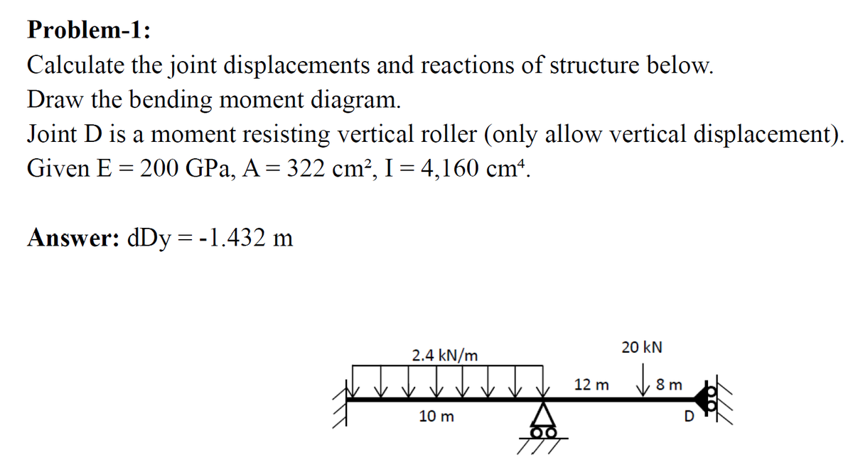 Problem-1: Calculate the joint displacements and reactions of structure b..