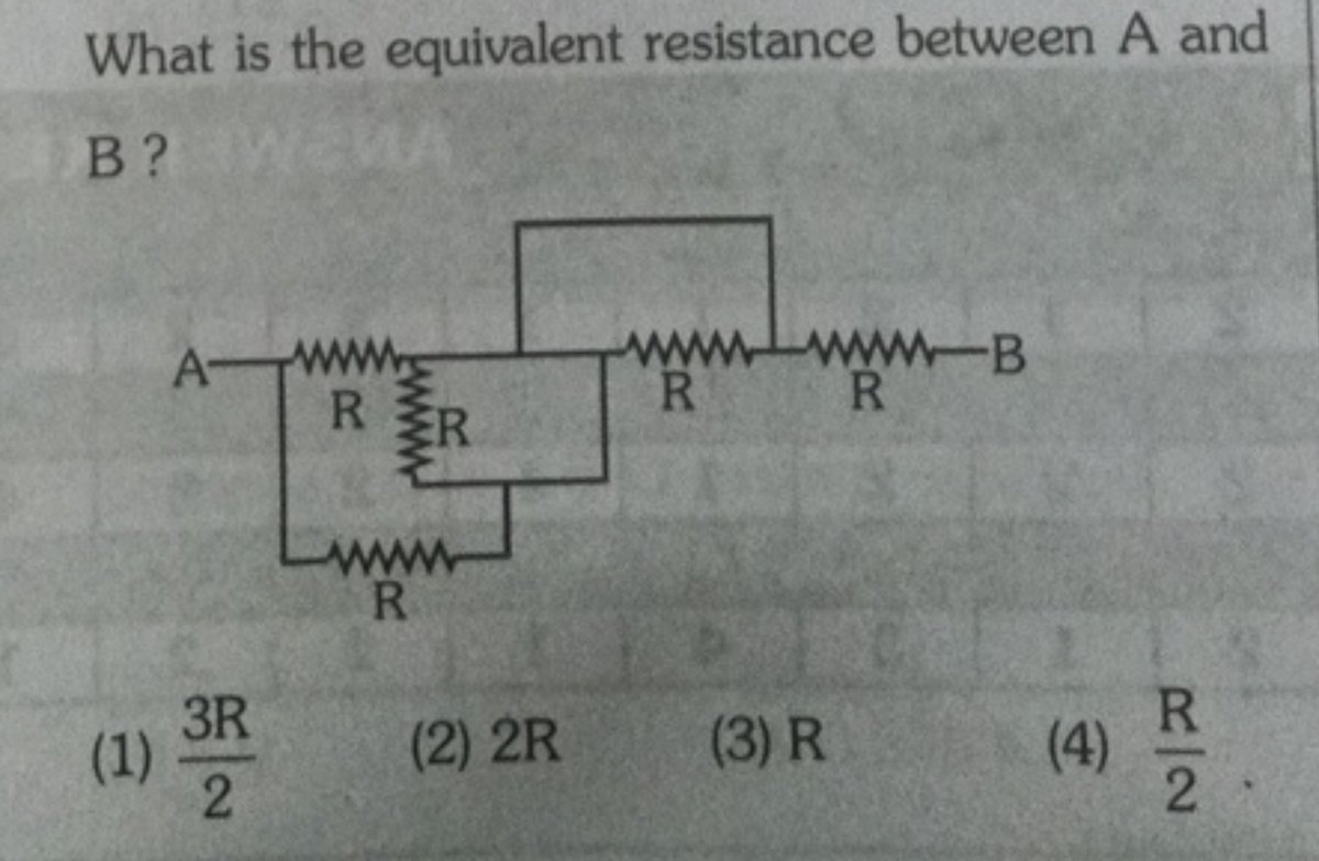What is the equivalent resistance between A and B? (The question include..