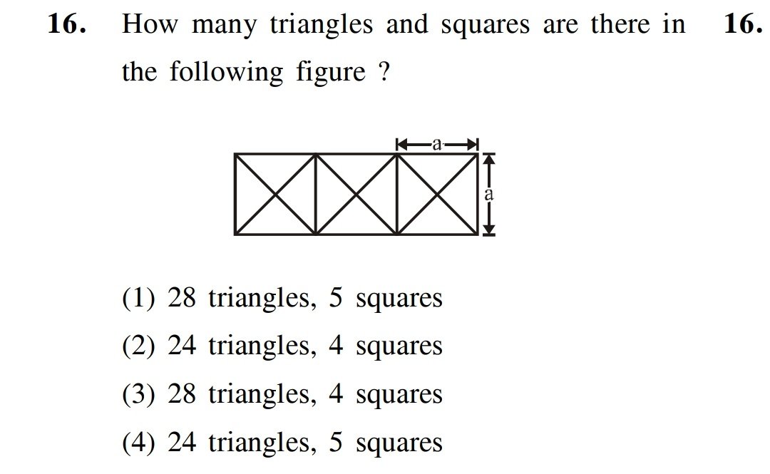 How many triangles and squares are there in \mathbf { 1 6 . } the followi..