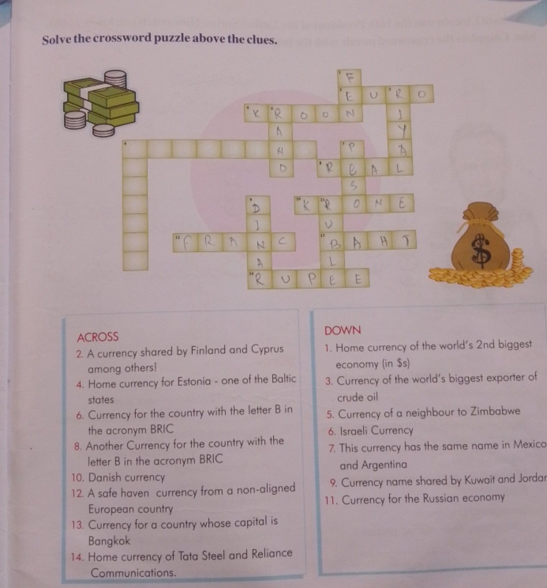 Solve the crossword puzzle above the clues. ACROSS A currency shared by