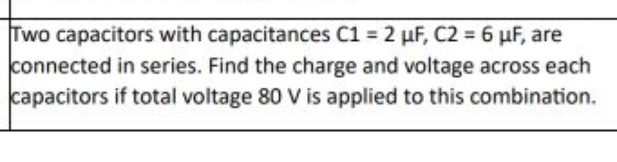 Two capacitors with capacitances \mathrm { C } 1 = 2 \mu \mathrm {F} , \m..
