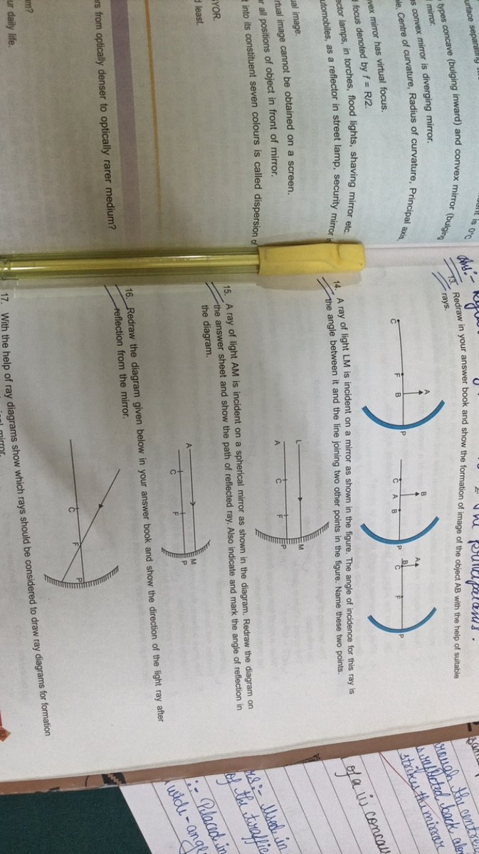 Redraw in your answer book and show the formation of image of the object