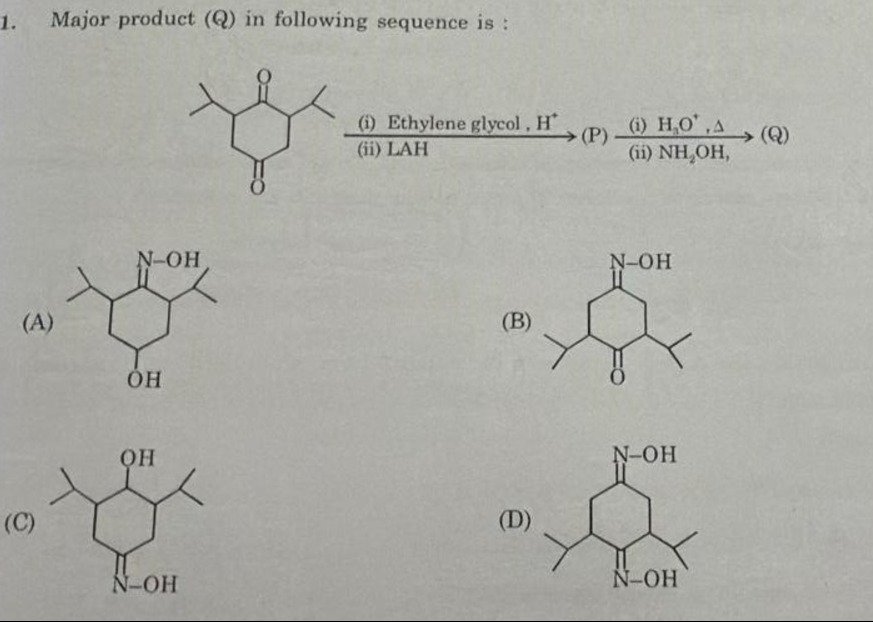 Major product ( Q ) in following sequence is : \xrightarrow [ \text { (ii..