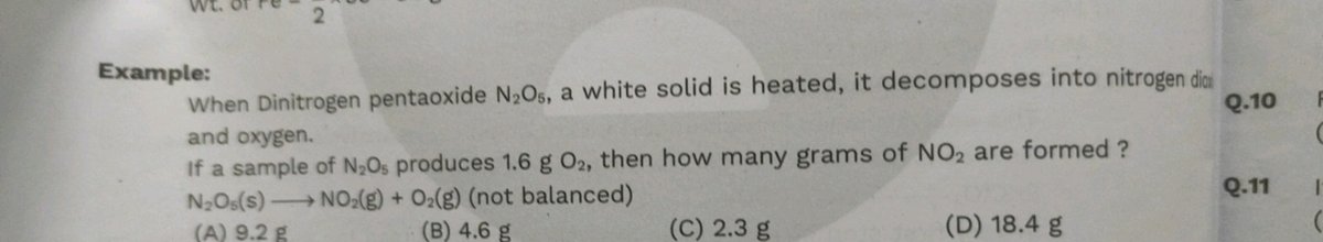 Example: When Dinitrogen pentaoxide \mathrm { N } _ { 2 } \mathrm { O } _..