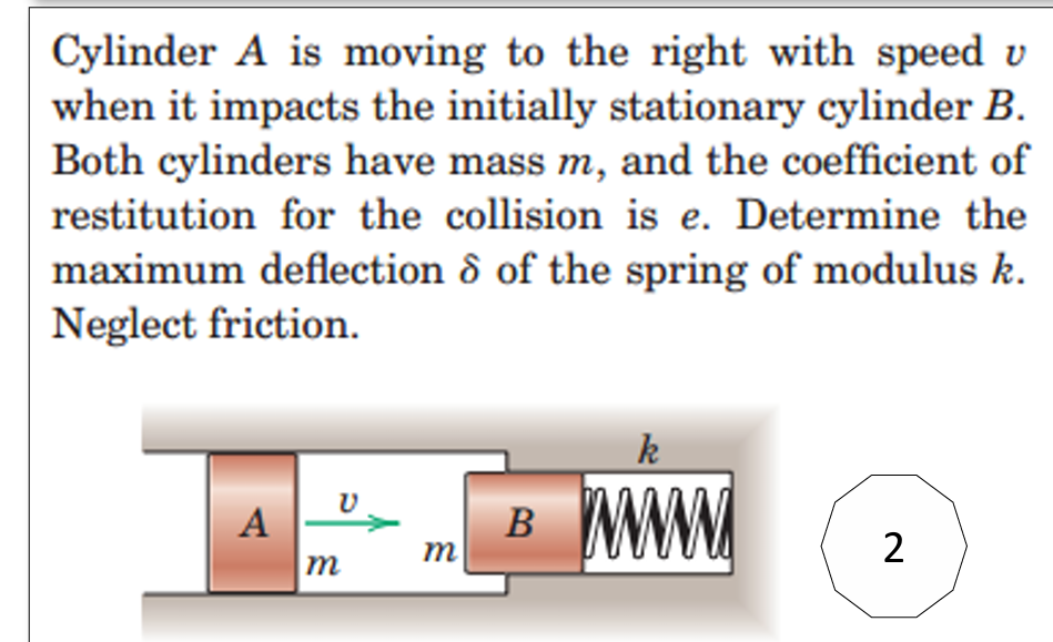 Cylinder A is moving to the right with speed v when it impacts the initia..