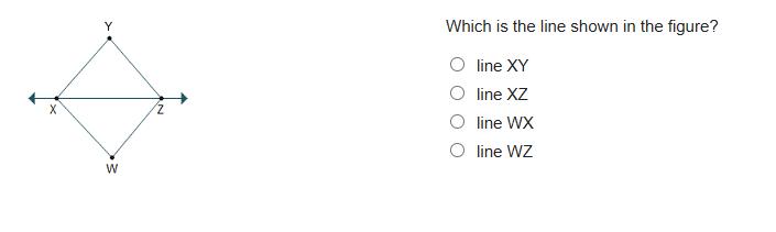 Which is the line shown in the figure? line X Y line X Z line WX line WZ..