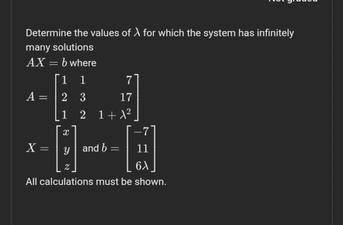 Determine the values of \lambda for which the system has infinitely many