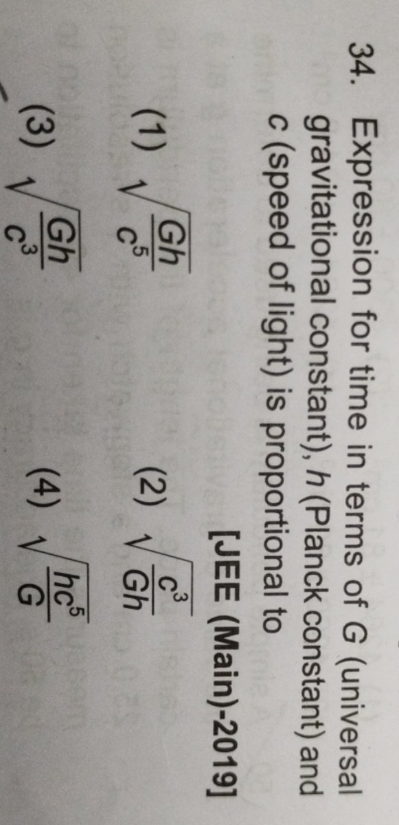 Expression for time in terms of G (universal gravitational constant), h