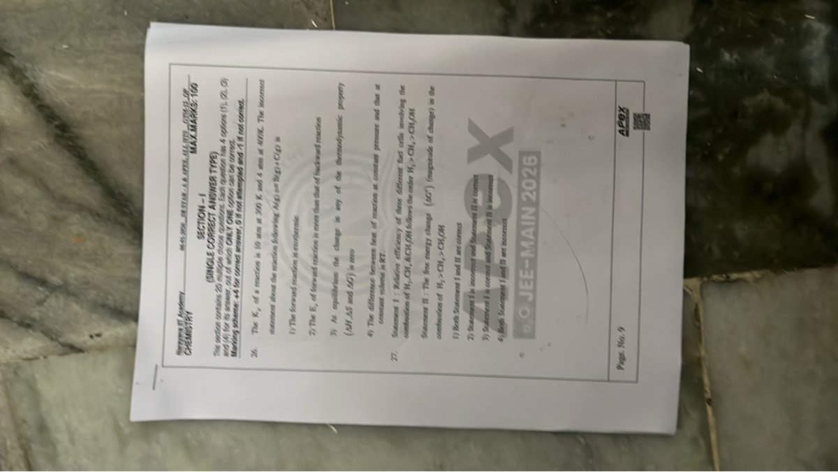 Narayana IT Academy CHEMISTRY SECTION-1 MAX MARKS: 100 (SINGLE CORRECT A..