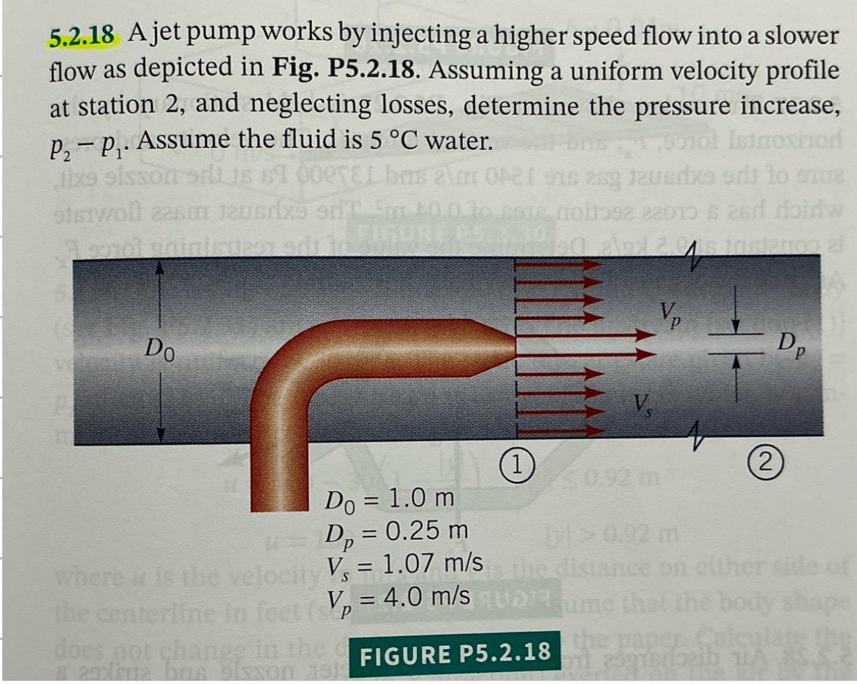5.2.18 A jet pump works by injecting a higher speed flow into a slower fl..