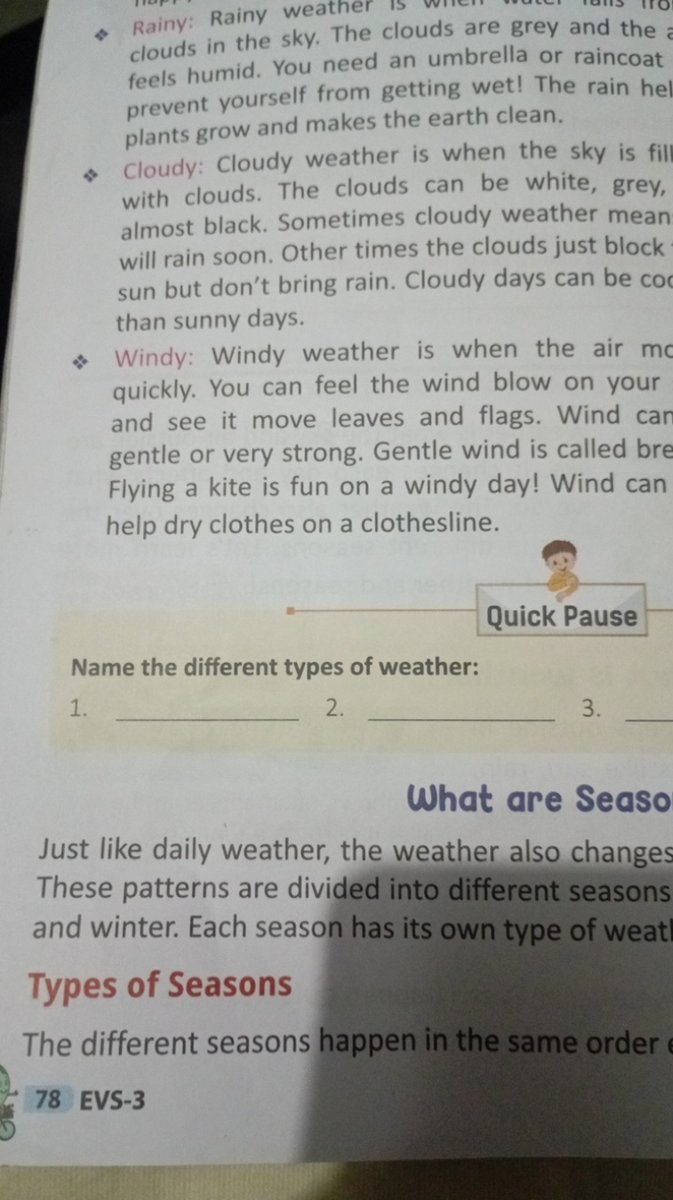Name the different types of weather: __ ______ __ | Filo