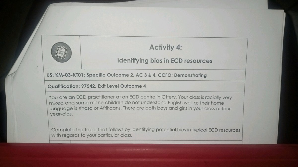 Activity: Identifying Bias in ECD Resources You are an ECD practitioner