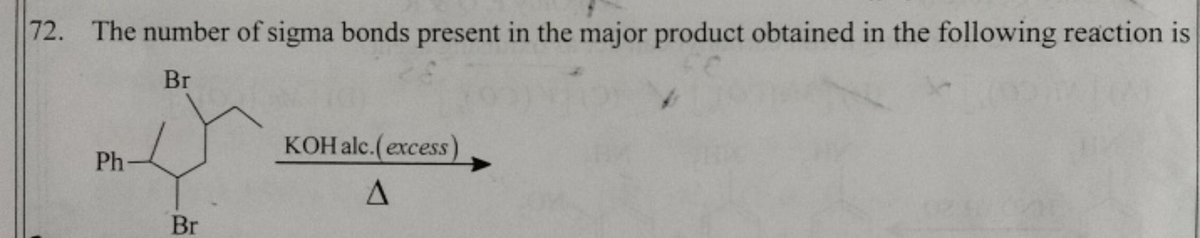 The number of sigma bonds present in the major product obtained in the fo..