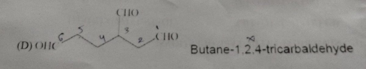 The image shows a chemical structure and a proposed IUPAC name: Butane-1,..