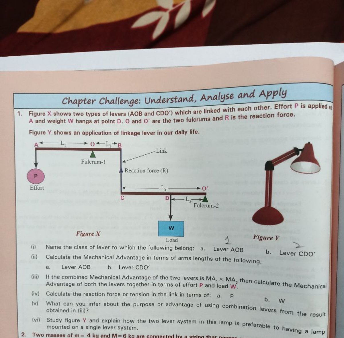 Figure X shows two types of levers (AOB and CDO') which are linked with e..