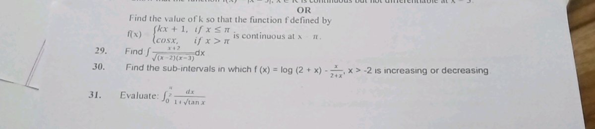 Find the value of k so that the function f defined by \begin{equation*}