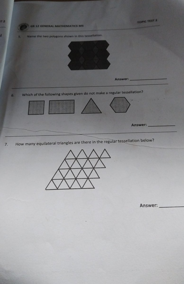Name the two polygons shown in this tessellation. [Image of a tessellati..