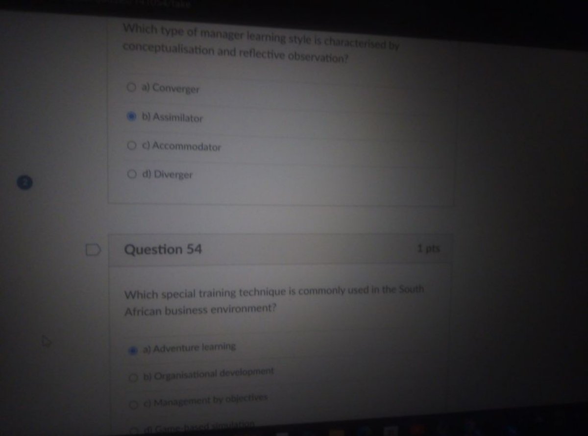 Multiple Choice Questions 1. Which type of manager learning style is cha..