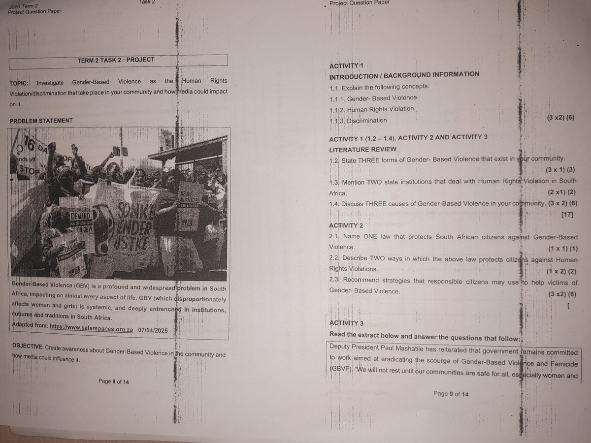 2025 Term 2 Task 2 Project Question Paper TERM 2 TASK 2: PROJECT TOPIC: I..