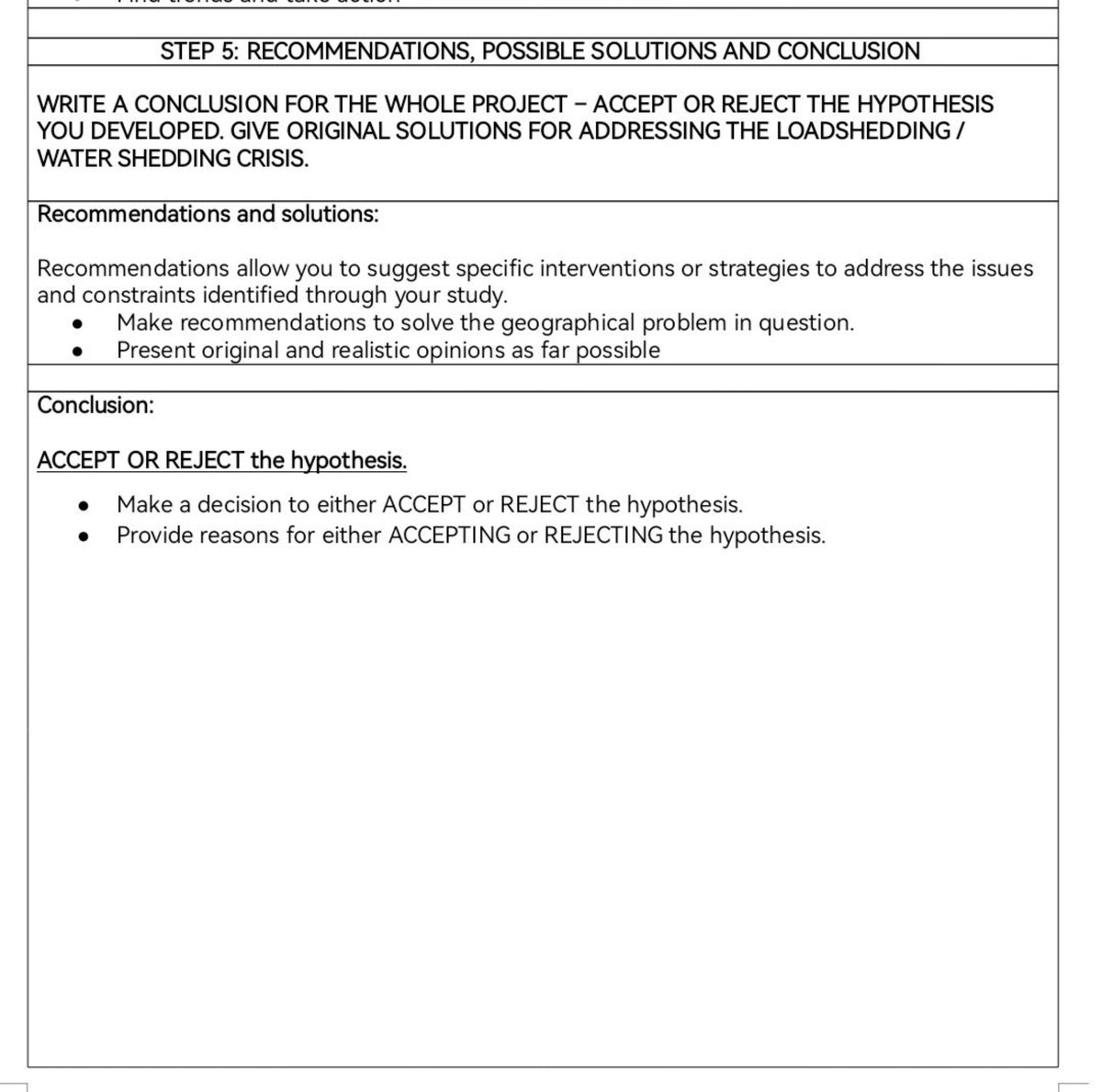 STEP 5: RECOMMENDATIONS, POSSIBLE SOLUTIONS AND CONCLUSION WRITE A CONCLU..