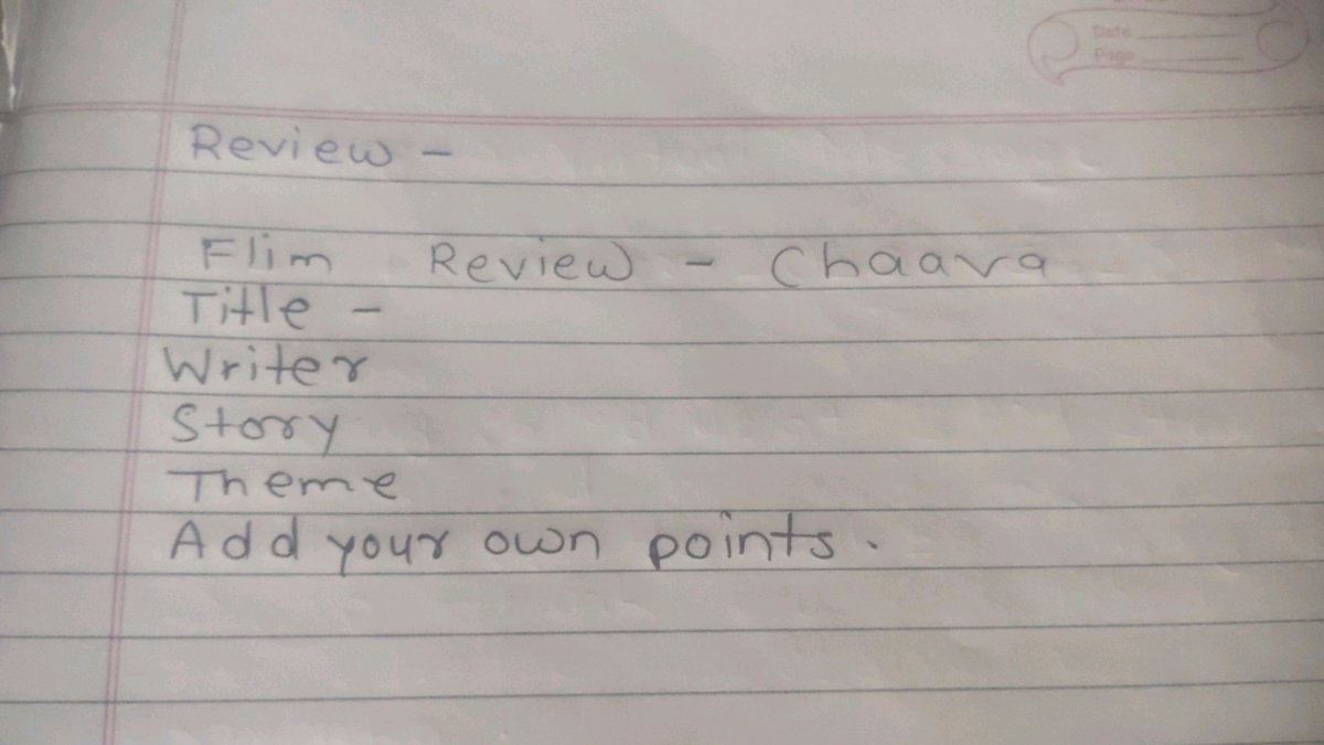 Review Film Review - Chaava Title - Writer Story Theme Add your own poi..