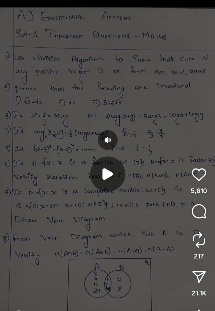Here are some important questions for SA-1 Maths: Use the division algor..
