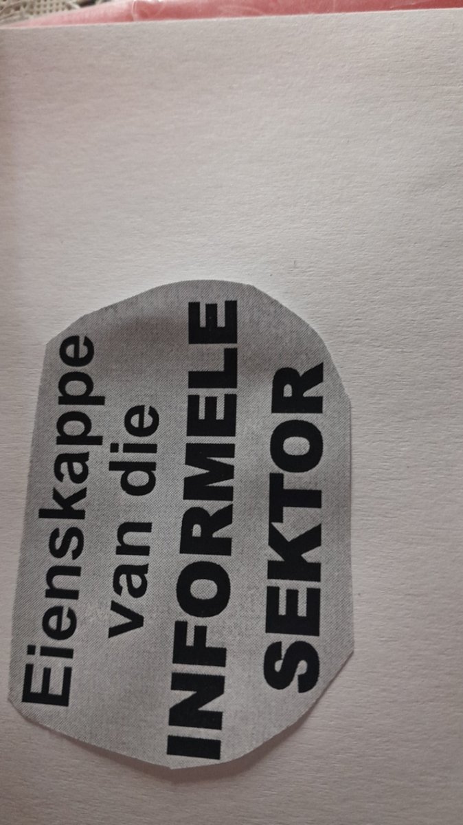 Eienskappe van die INFORMELE SEKTOR | Filo