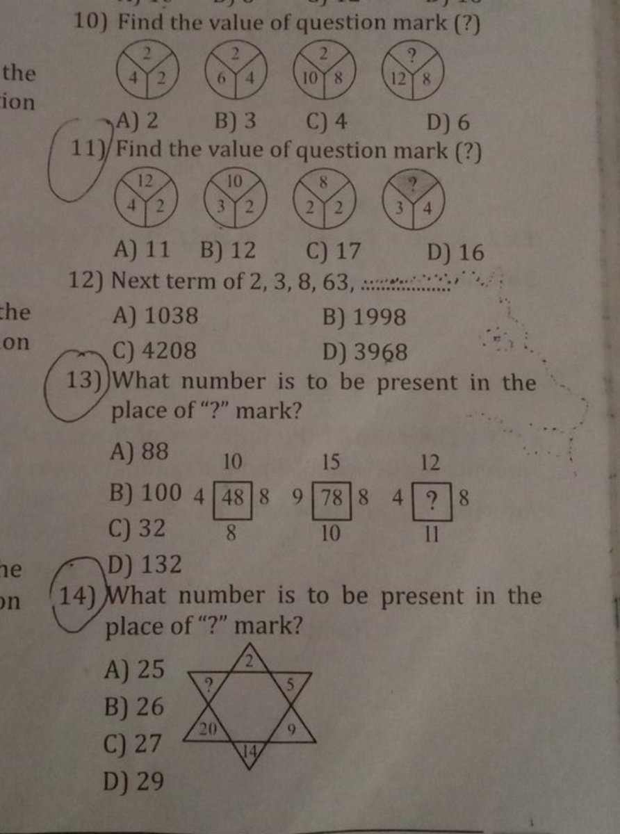 10) Find the value of question mark (?) the ion A) 2 B) 3 C) 4 D) 6 11) F..
