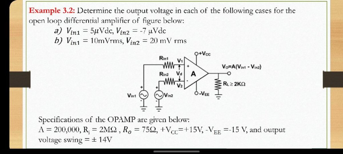 Example 3.2: Determine the output voltage in each of the following cases