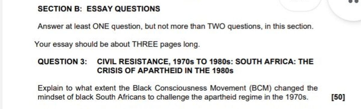 Question 3: Civil Resistance, 1970s to 1980s — South Africa: The Crisis o..