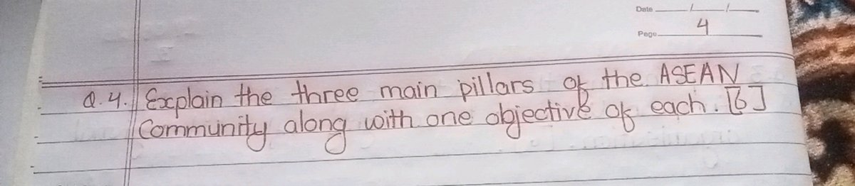 Q.4. Explain the three main pillars of the ASEAN Community along with one..