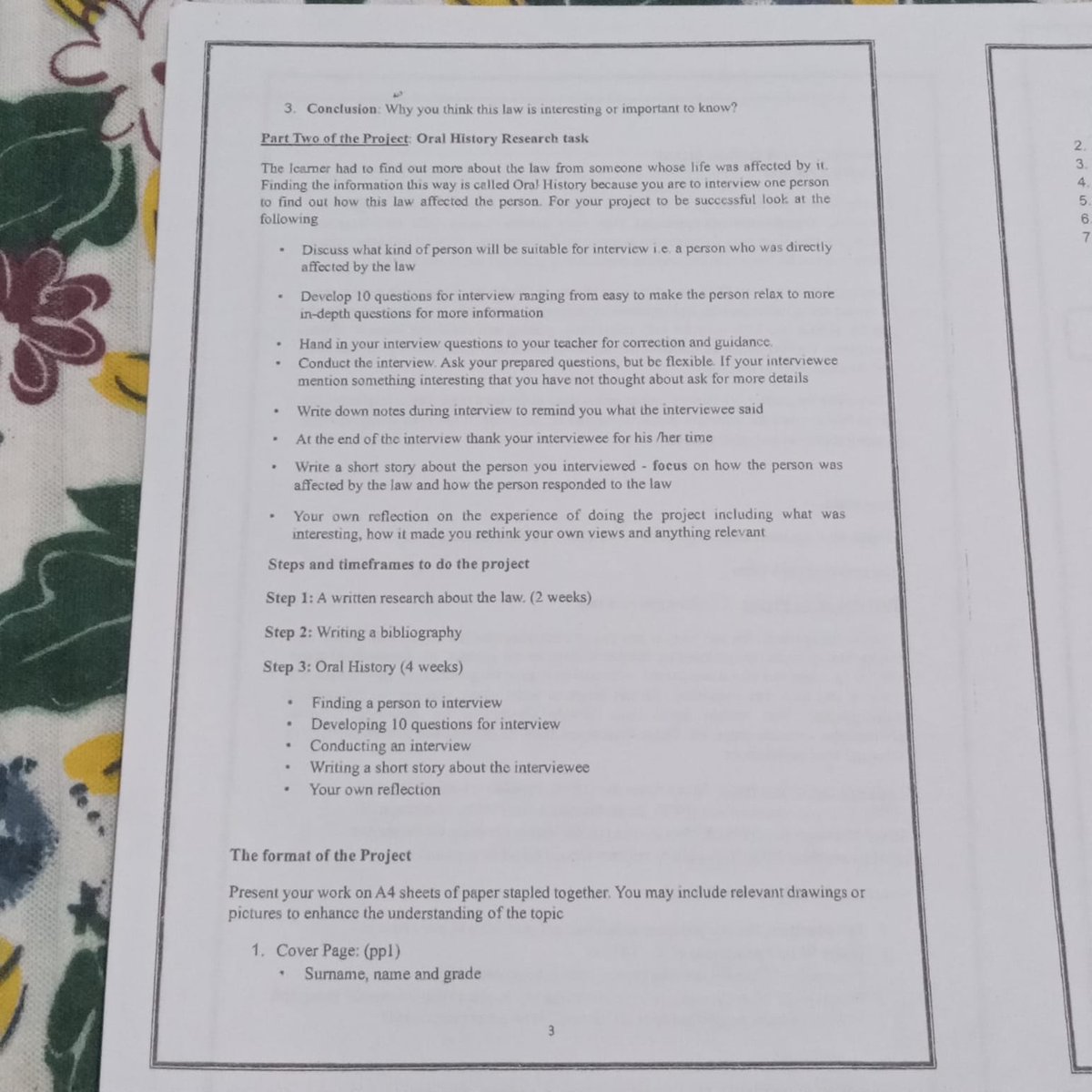 Project Instructions: Oral History Research Task about a Law You are req..