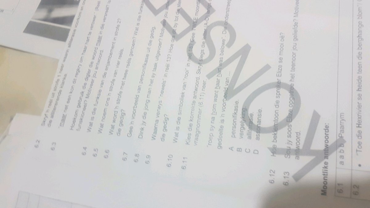 6.2 Skryf in reël uit strofe 1 neer waarin alliterasie voorkom en onderst..