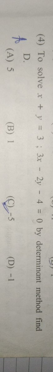To solve the following system of equations using the determinant method,