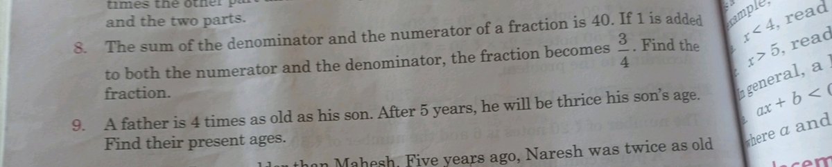 The sum of the denominator and the numerator of a fraction is 40. If 1 is..