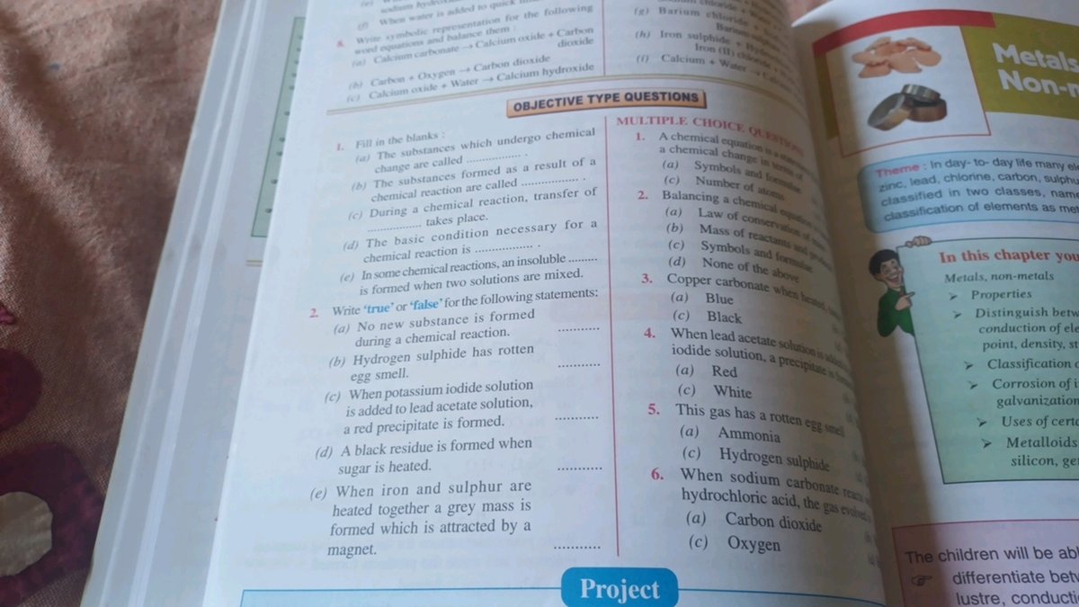 OBJECTIVE TYPE QUESTIONS Fill in the blanks: (a) The substances which..