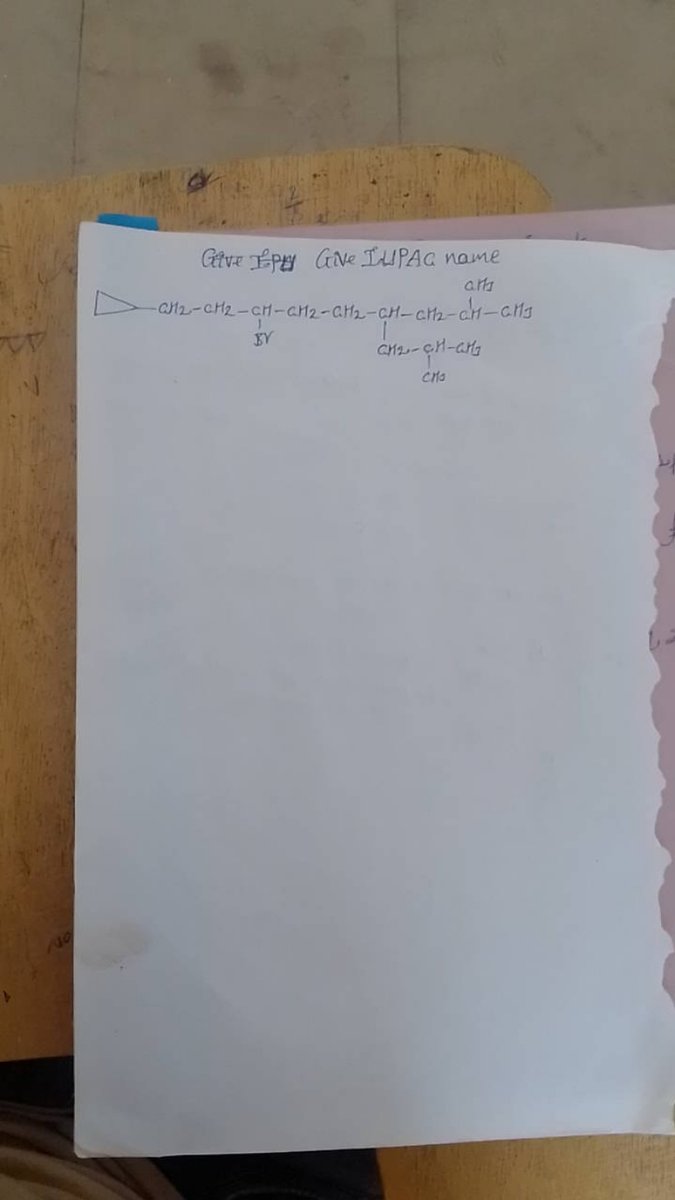Give the IUPAC name for the following compound: CH3 | -CH2-CH2-CH-C..