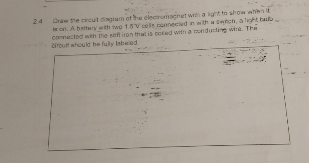 Draw the circuit diagram of the electromagnet with a light to show when i..