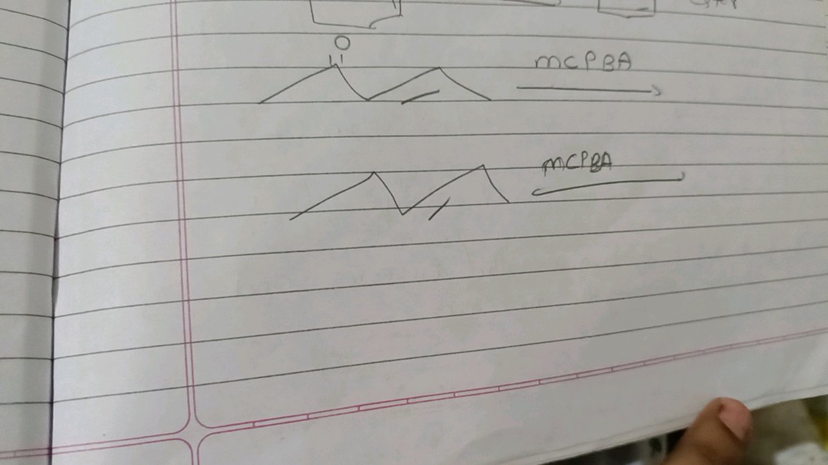 Complete the following reactions: [Diagram of a ketone with a double bon..