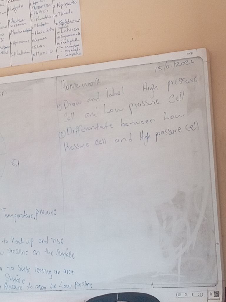 Homework: Draw and label High pressure Cell and Low pressure Cell. Differ..