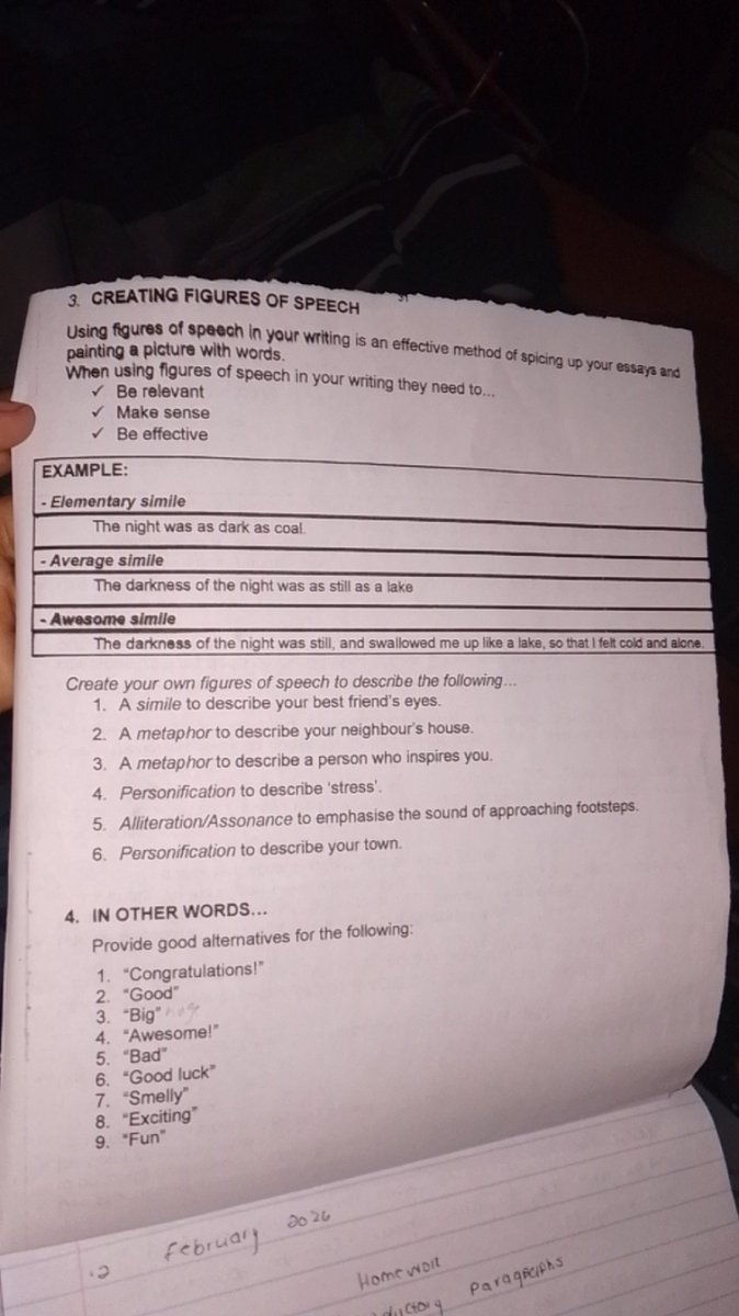 CREATING FIGURES OF SPEECH Using figures of speech in your writing is an..
