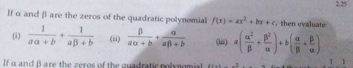 If \alpha and \beta are the zeros of the quadratic polynomial f(x)