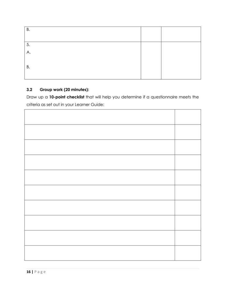Checklist for Questionnaire Design Draw up a 10-point checklist that wil..