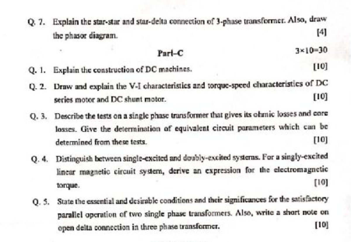 Q. 7. Explain the star-star and star-delta connection of 3-phase transfor..