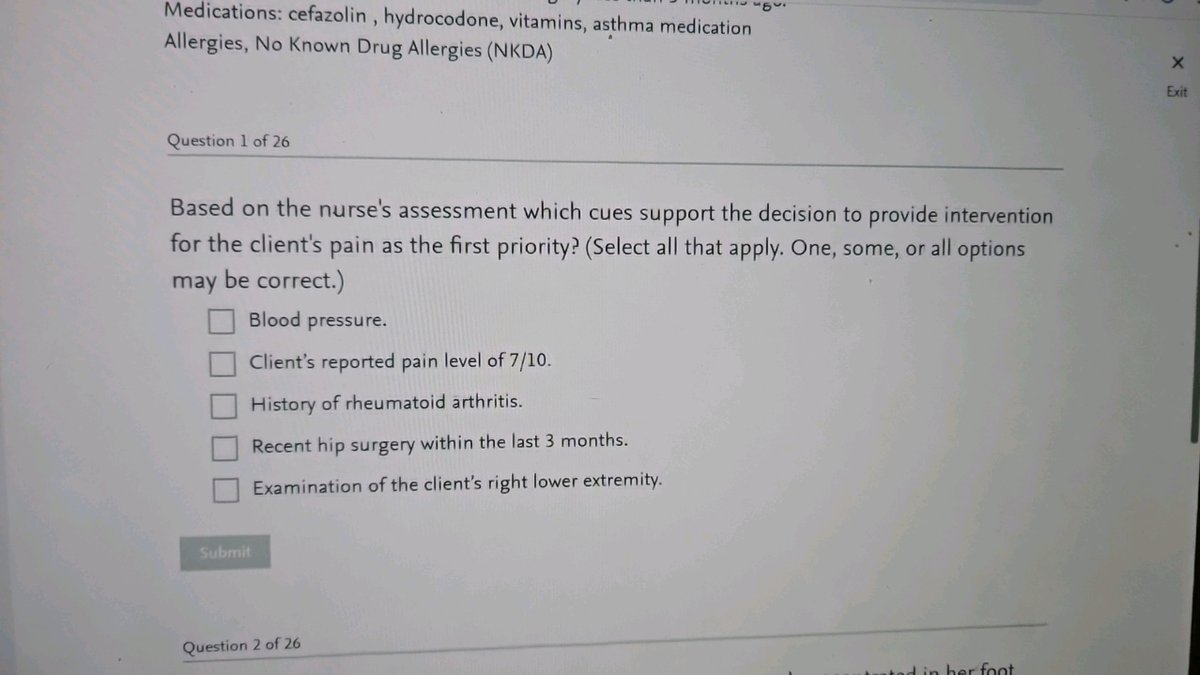 Based on the nurse's assessment which cues support the decision to provid..