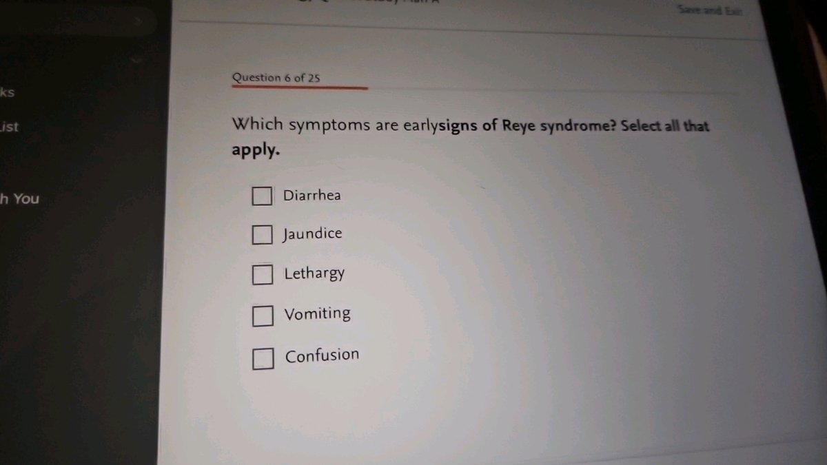 Which symptoms are early signs of Reye syndrome? Select all that apply.