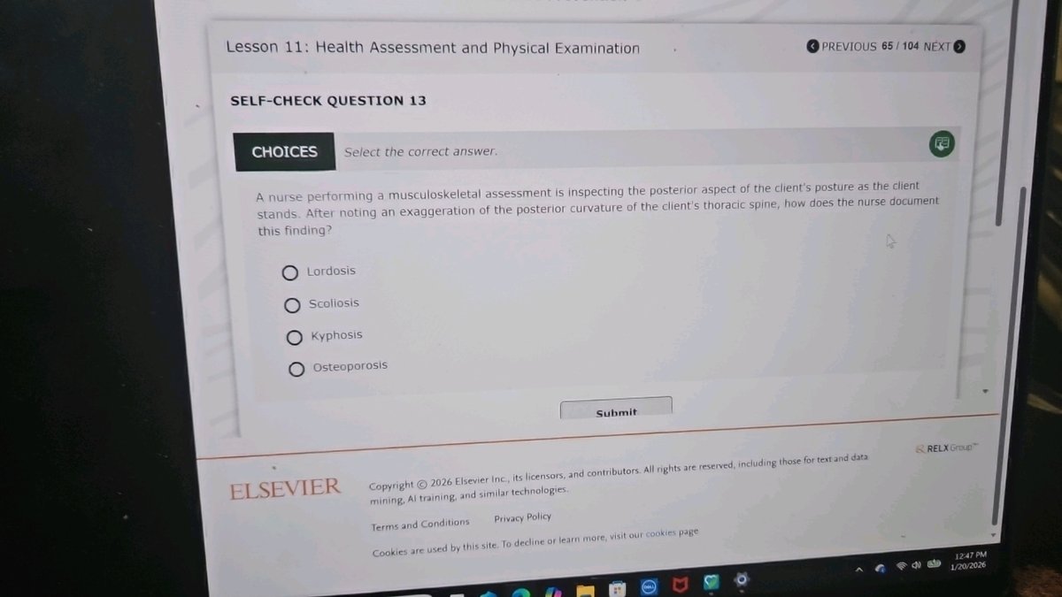 Lesson 11: Health Assessment and Physical Examination SELF-CHECK QUESTIO..