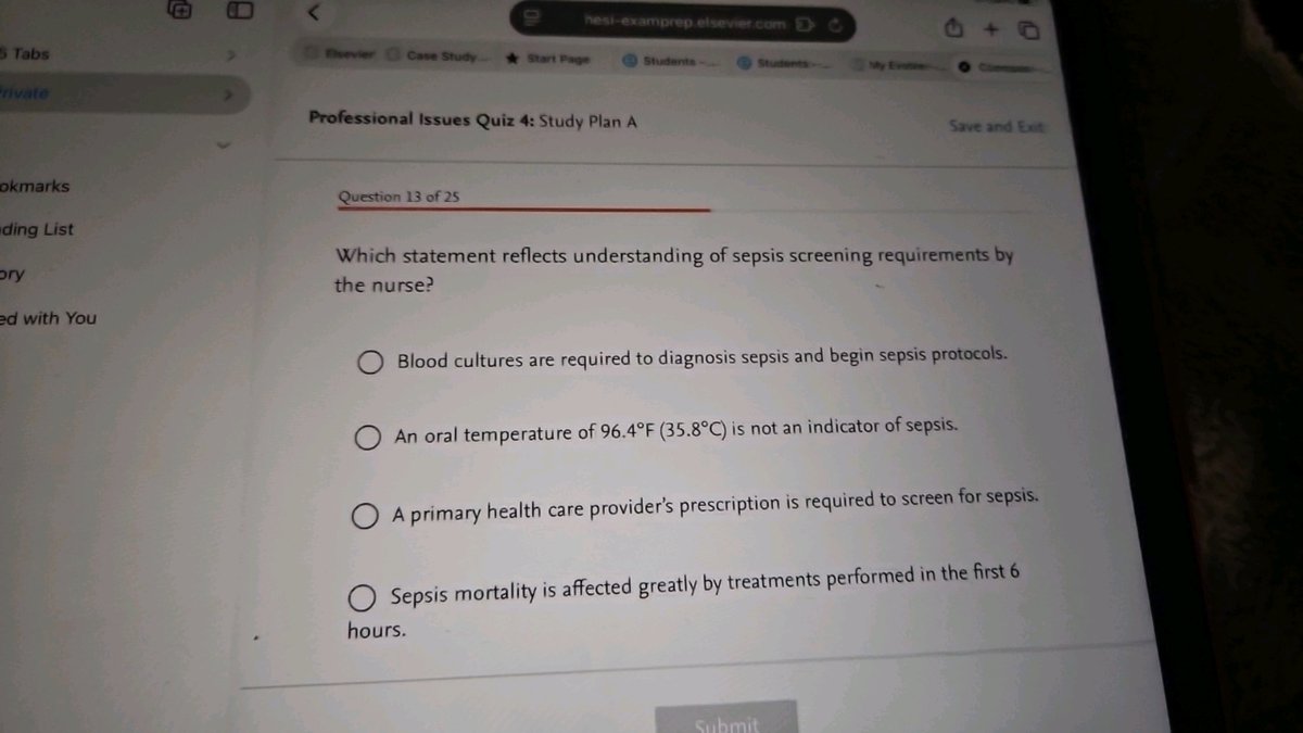Which statement reflects understanding of sepsis screening requirements b..