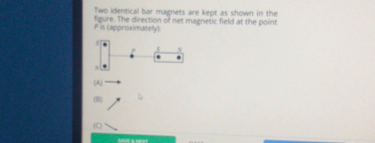 Two identical bar magnets are kept as shown in the figure. The direction
